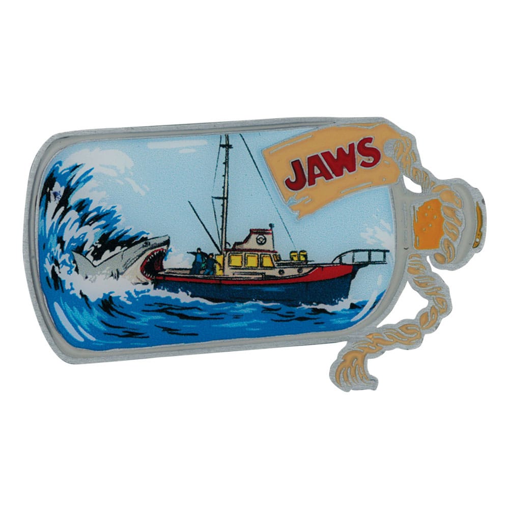 Køb Jaws Pin Badge 50th Anniversary Ship in Bottle hos Superhelten Legetøj